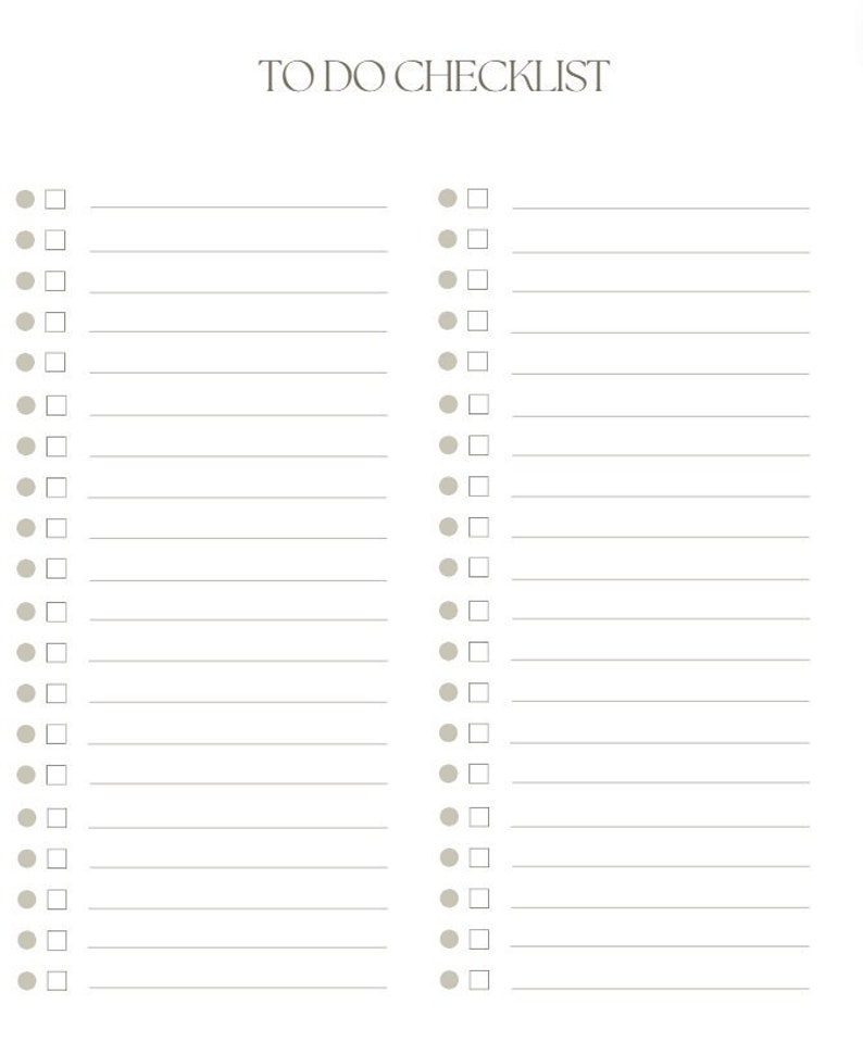 Blank Printable Minimal Checklist Instant Download for Planners Notes ...