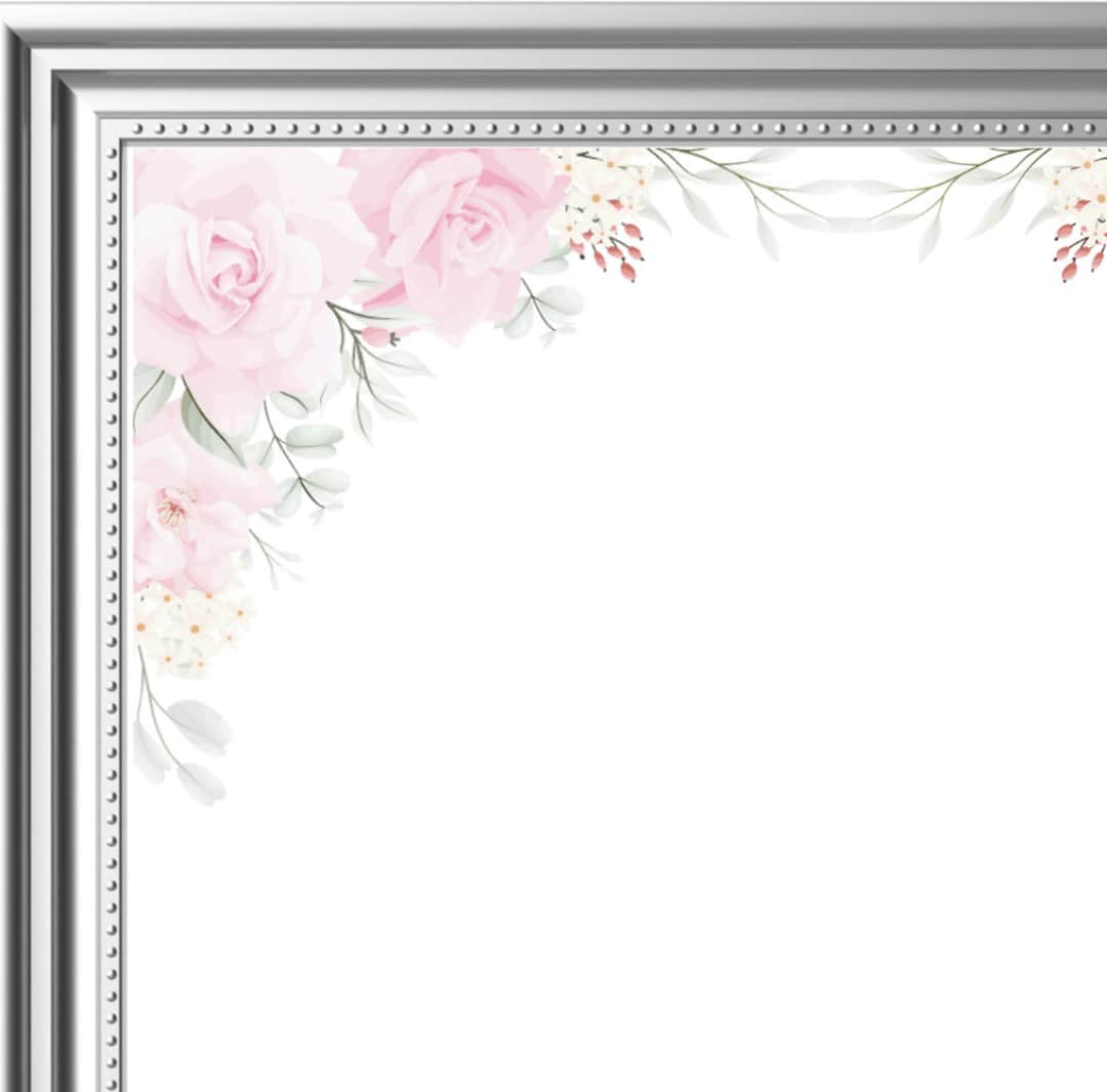 Beautiful Flower Border Printable, PNG | Pdf Silver Floral Paper, for ...