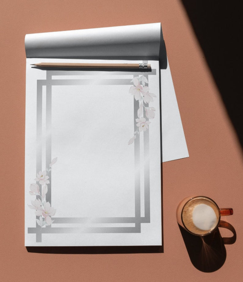 Silver and Flower Wedding Border PNG | Pdf Printable Instant Download ...