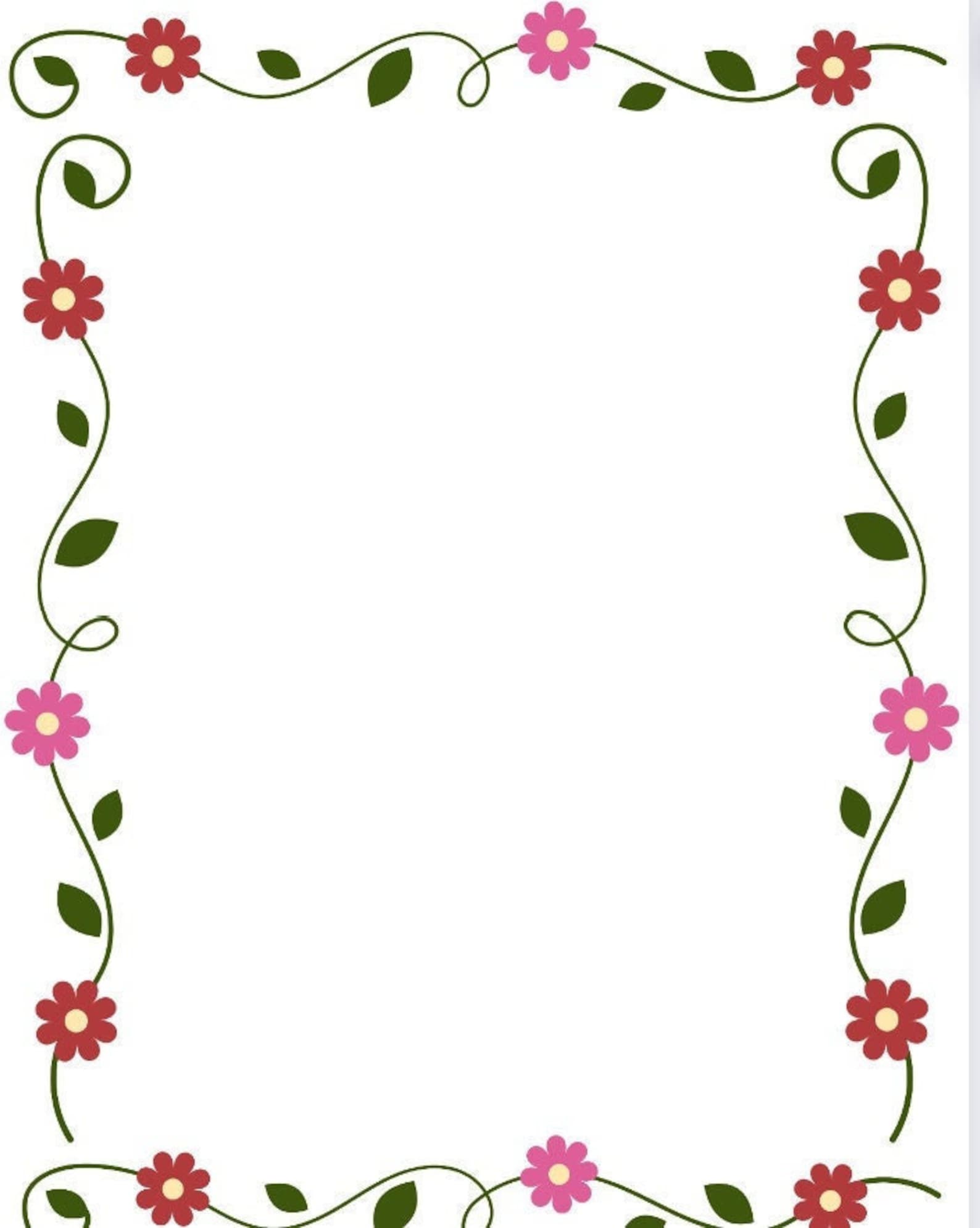 Daisy Bright Pink | Red Flower PNG | Pdf Border Printable Instant ...