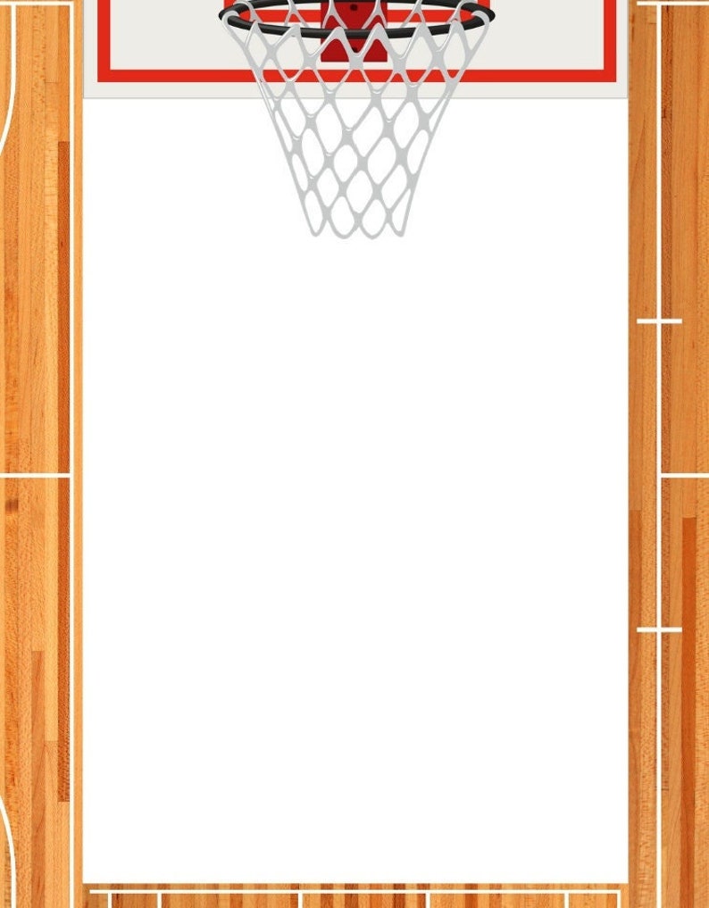 Basketball Border, Pdf, Printable Blank Sports Template Instant ...