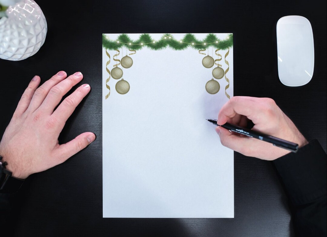 Garland Christmas Border, PNG, Pdf US Letter and A4 Instant Download ...