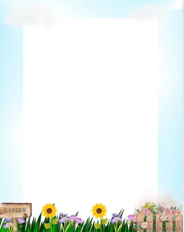 Gardening Border Printable PNG & Pdf for Frame Paper, Stationary, Blank ...
