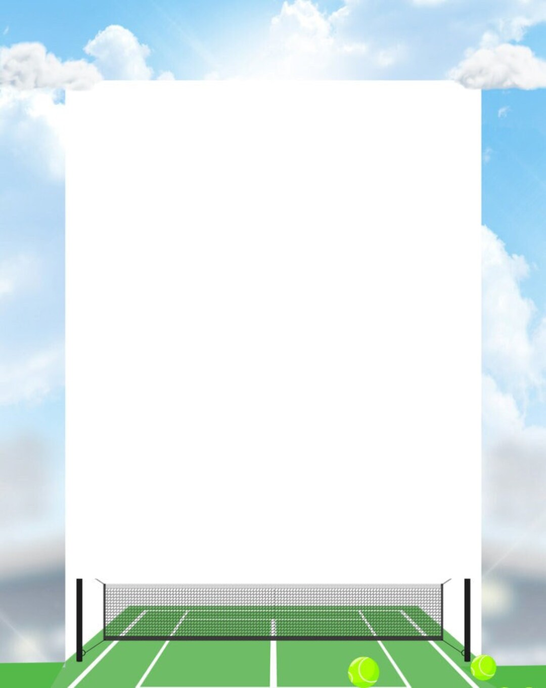 Tennis Court Border Printable Paper Pdf PNG Instant Download for ...