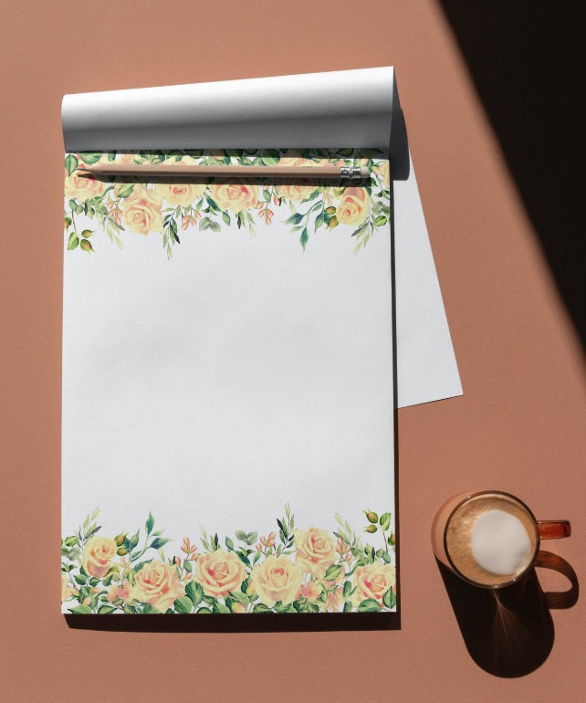 Yellow Rose Border 2 Designs PNG | Pdf Printable Instant Download ...