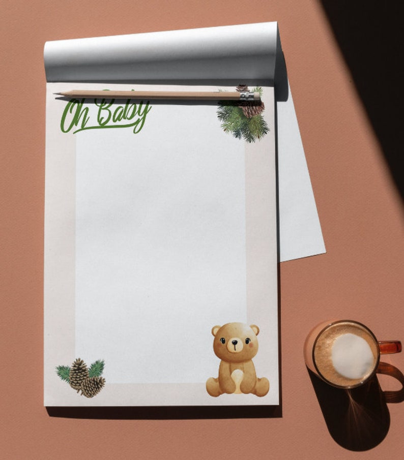 Woodland Bear Baby Pdf and PNG, Baby Shower Border Printable, Baby ...