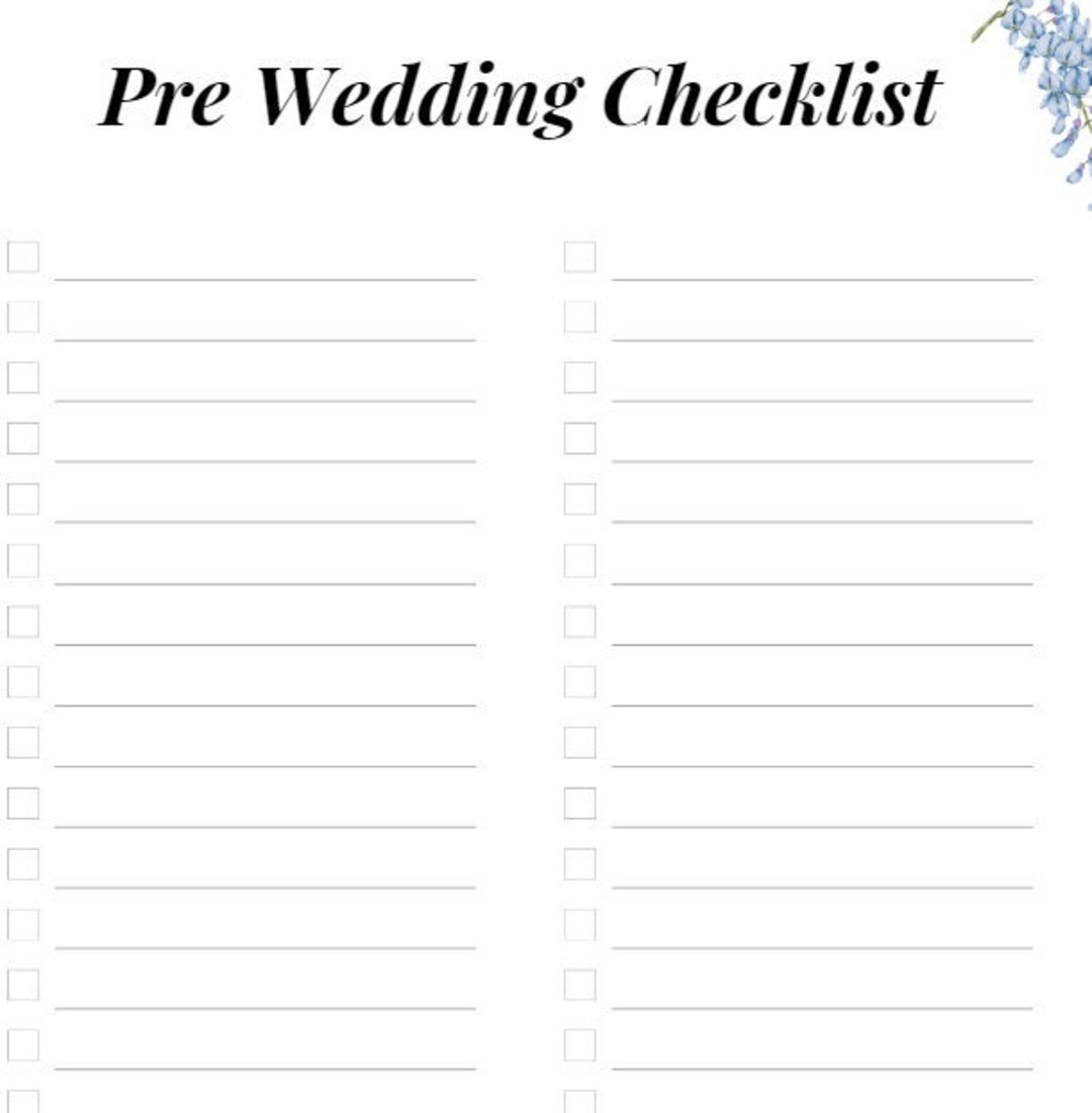Wedding to Do Printable Lists Template Fill in the Blank 6 Full Pages ...
