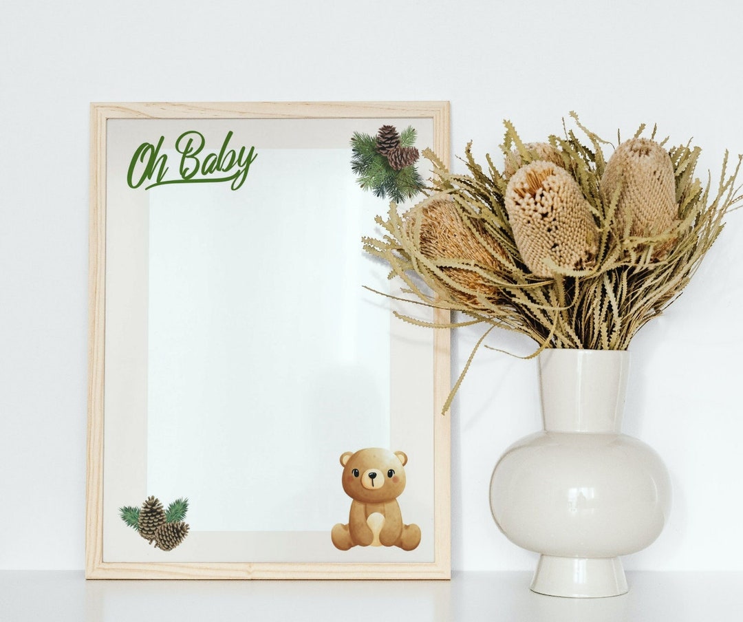 Woodland Bear Baby Pdf and PNG, Baby Shower Border Printable, Baby ...