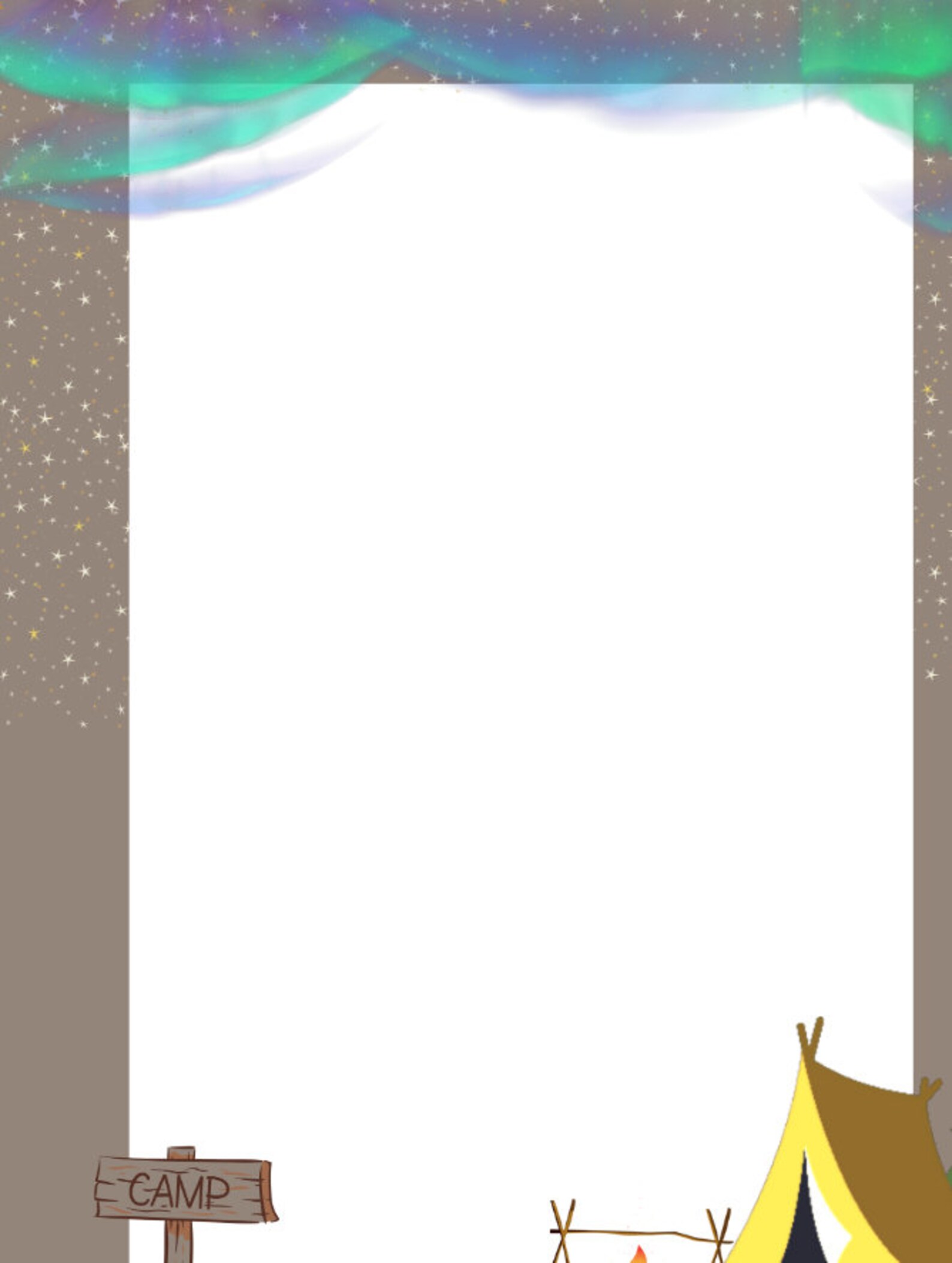 Camping Border PNG | Pdf Printable Digital Instant Download, for Photos ...