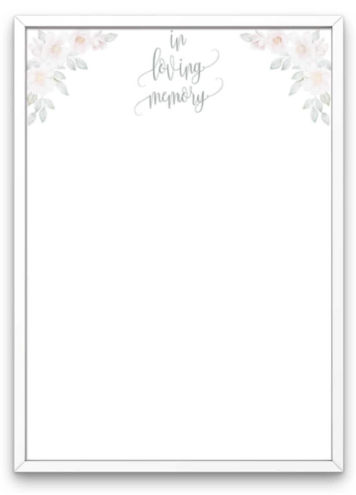 In Loving Memory PNG Pdf, Funeral Border Paper Printable, for Programs ...