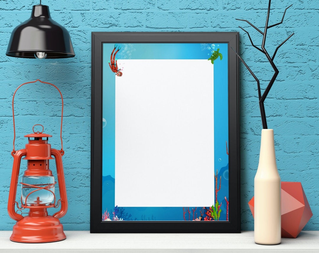 Diving Border Printable Page Frame, Pdf, PNG, Instant Download, Letter ...
