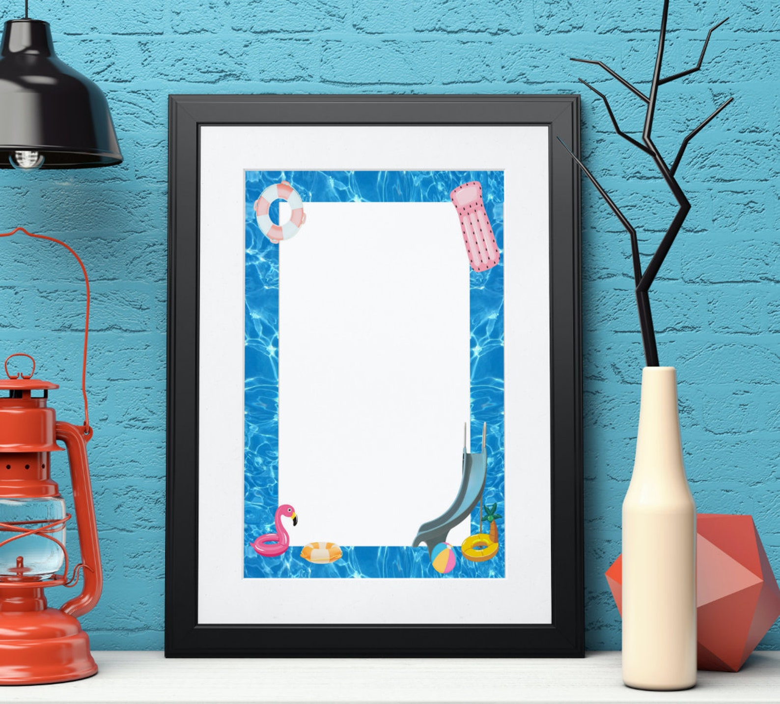 Pool Party Printable Border PNG and Pdf. Summer Paper, Invite ...