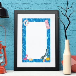 Pool Party Printable Border PNG and Pdf. Summer Paper, Invite ...