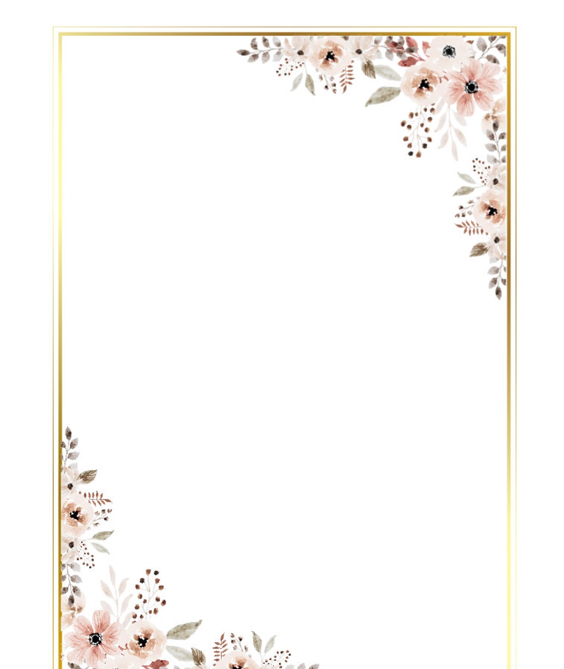 Elegant Floral Border Border Printable Pdf and PNG Instant - Etsy UK