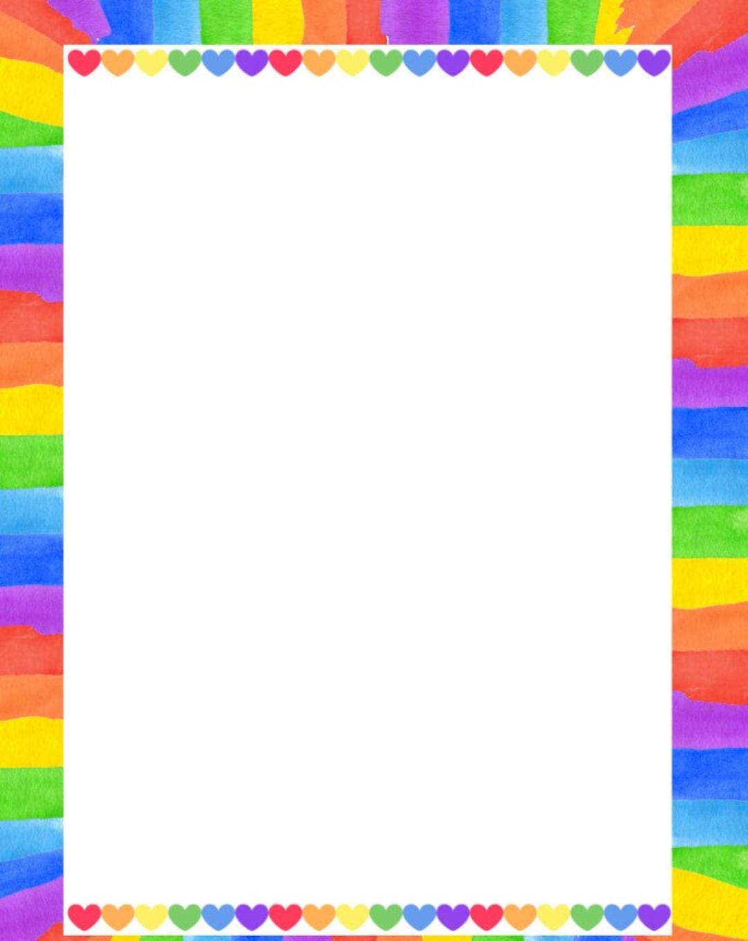Rainbow Border Printable PNG | Pdf US Letter and A4 Size Rainbow ...