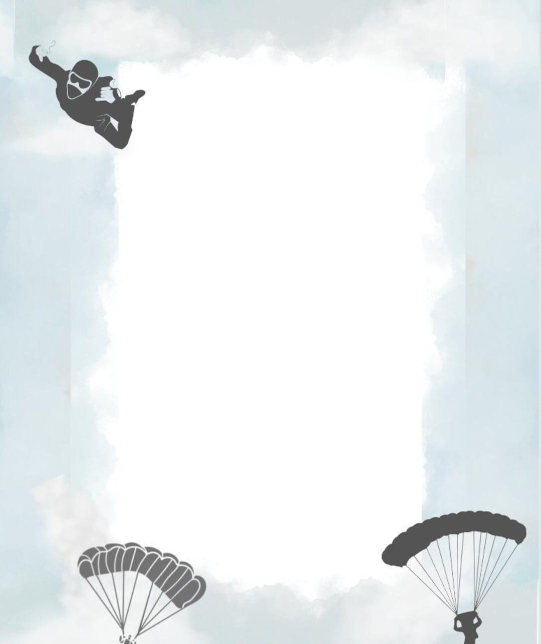 Skydiving Border Paper Printable Frame Pdf | PNG Instant Download, for ...