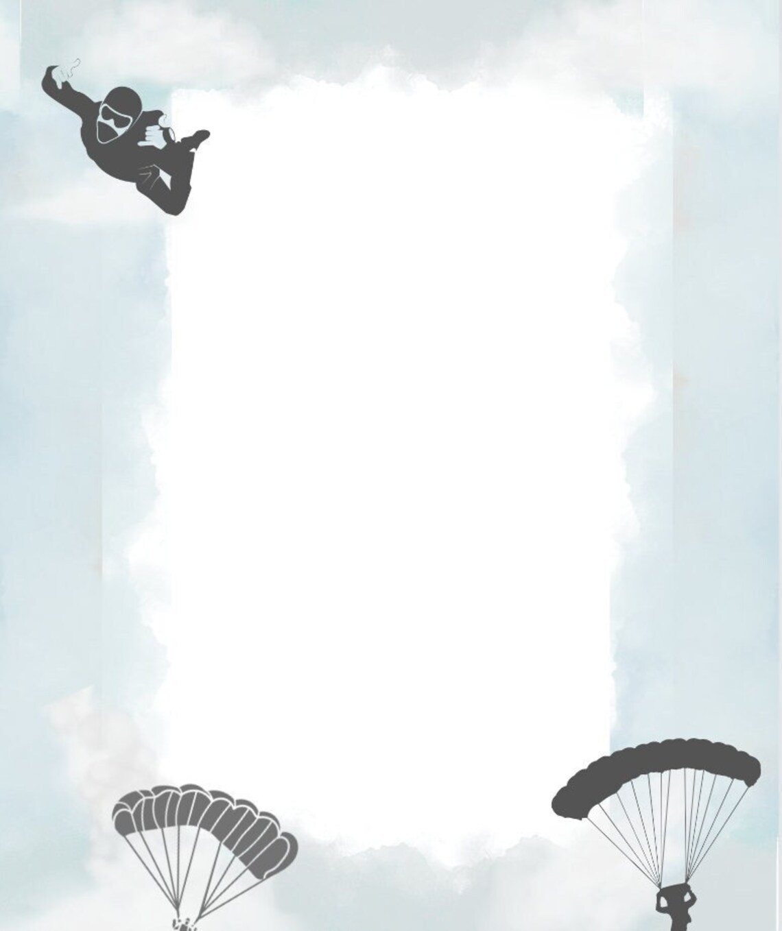 Skydiving Border Paper Printable Frame Pdf PNG Instant Download, for ...