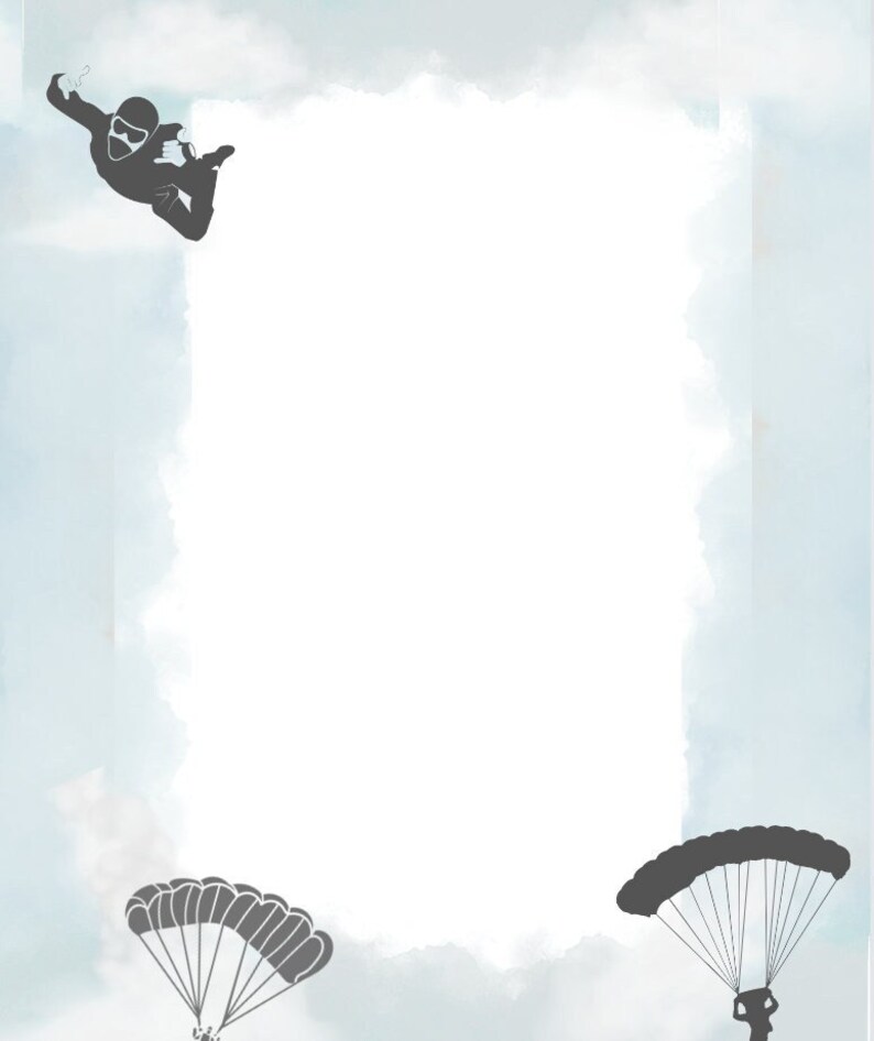 Skydiving Border Paper Printable Frame Pdf | PNG Instant Download, for ...
