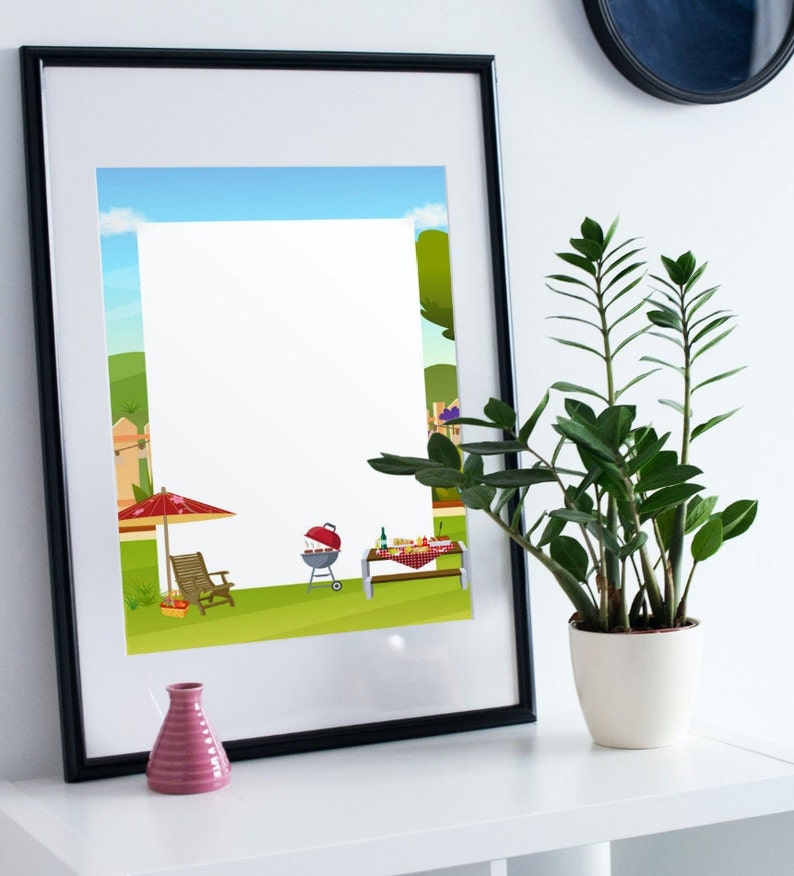 BBQ Border Printable, Png, Pdf, A4, US Letter, Instant Download, Picnic ...