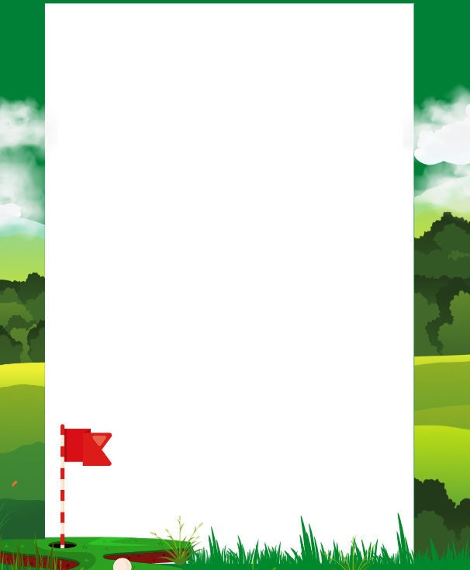 Golf Border Pdf Printable, Sports Instant Download, Golfing Print for ...
