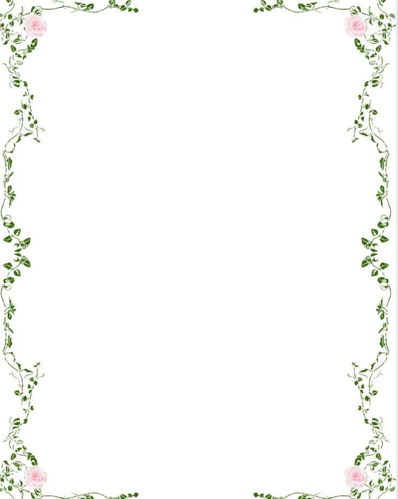 Vine Pink Rose Border Printable PNG Pdf Instant Download Wedding ...