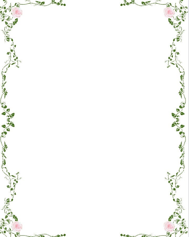 Vine Pink Rose Border Printable PNG Pdf Instant Download Wedding ...