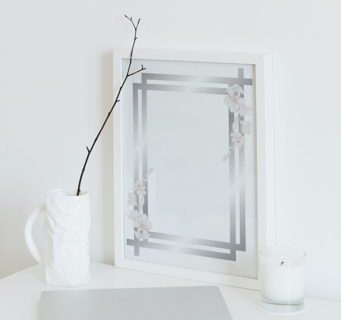 Silver and Flower Wedding Border PNG | Pdf Printable Instant Download ...