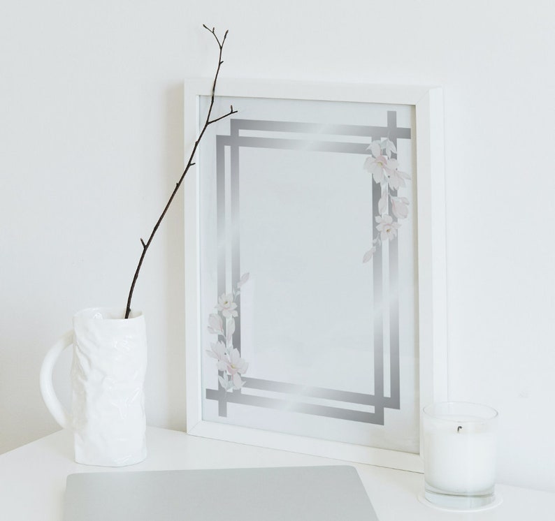 Silver and Flower Wedding Border PNG | Pdf Printable Instant Download ...