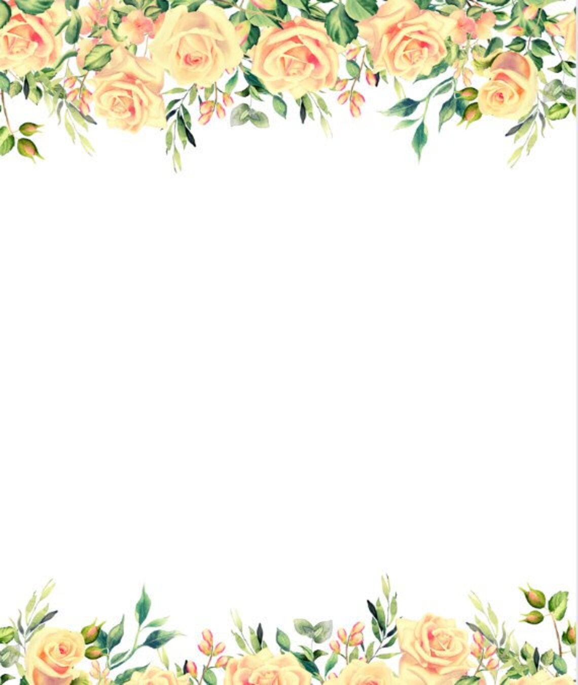 Yellow Rose Border 2 Designs PNG Pdf Printable Instant Download, Summer ...