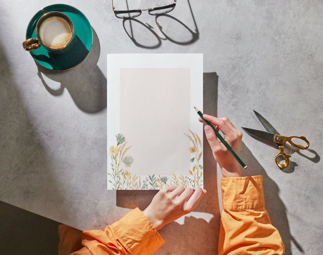 Wildflower Border Printable Paper, Png/pdf, US Letter and A4 Sizes ...