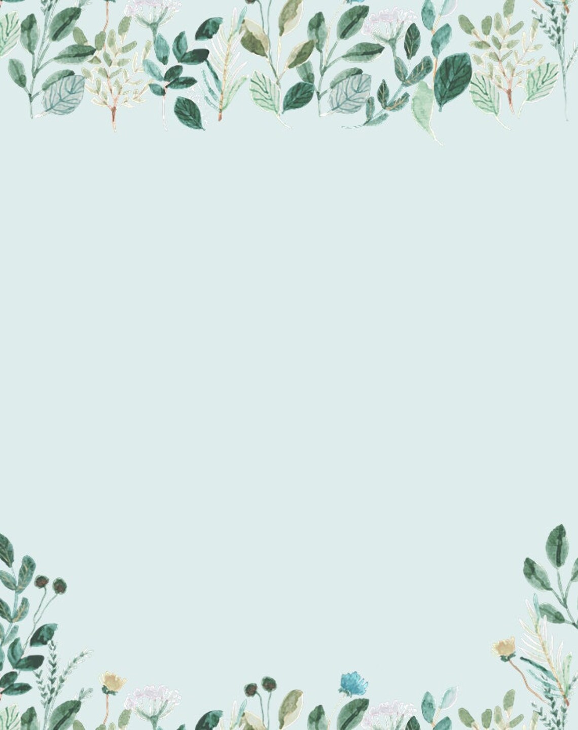 Blue Flower Spring Blank Border Printable Template Letter Size for ...