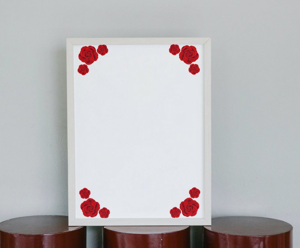 Red Rose Border Printable 2 Design Bundle, Pdf and PNG, A4 and US ...