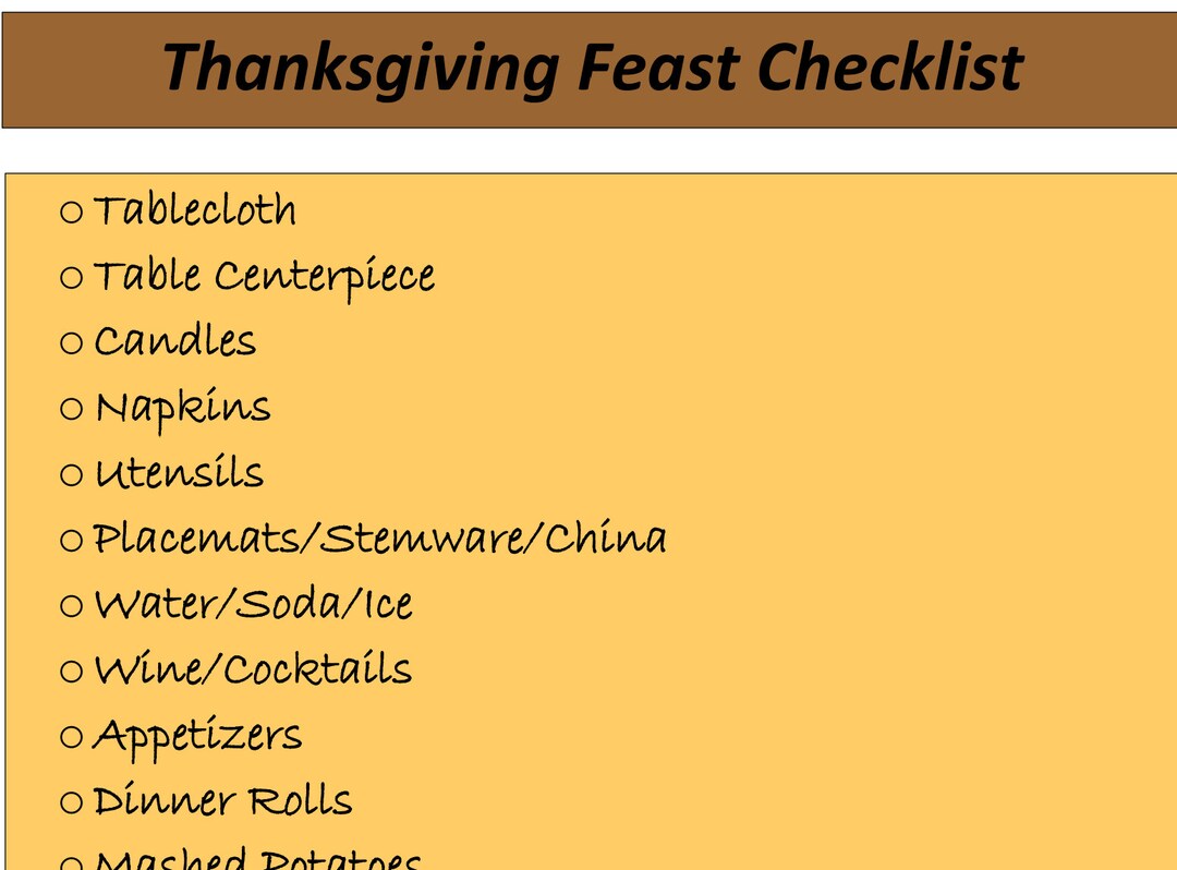 Thanksgiving Dinner Checklist Digital Download Printable - Etsy