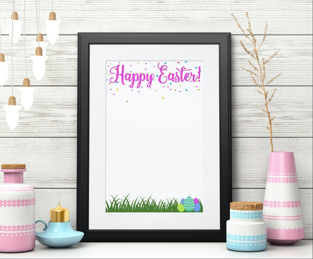 Happy Easter Border Png/pdf, US Letter and A4 Size, Digital Download ...
