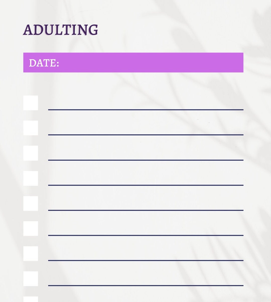 Adulting Checklist Printable Template Note Planner - Etsy UK