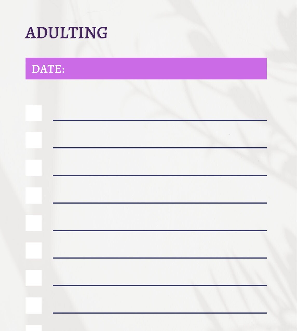 Adulting Checklist Printable Template Note Planner - Etsy UK