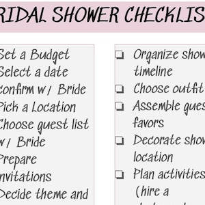 Bridal Shower Checklist Printable - Etsy