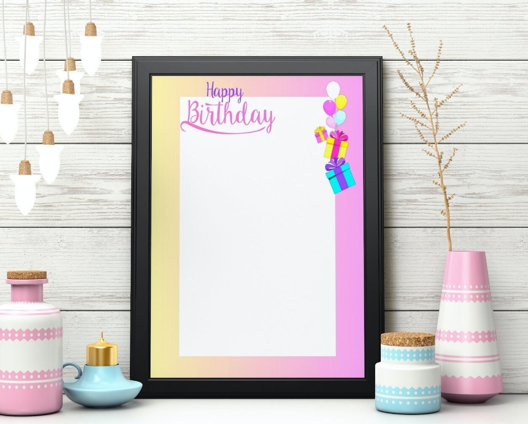 Birthday Border Printable | PNG | Pdf | Instant Download Happy Birthday ...