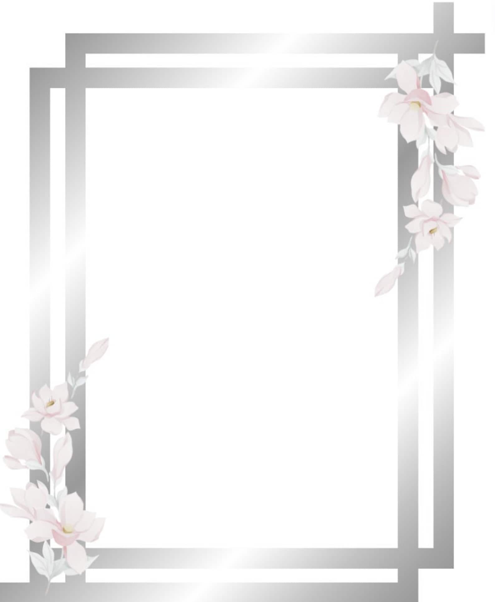 Silver and Flower Wedding Border PNG | Pdf Printable Instant Download ...