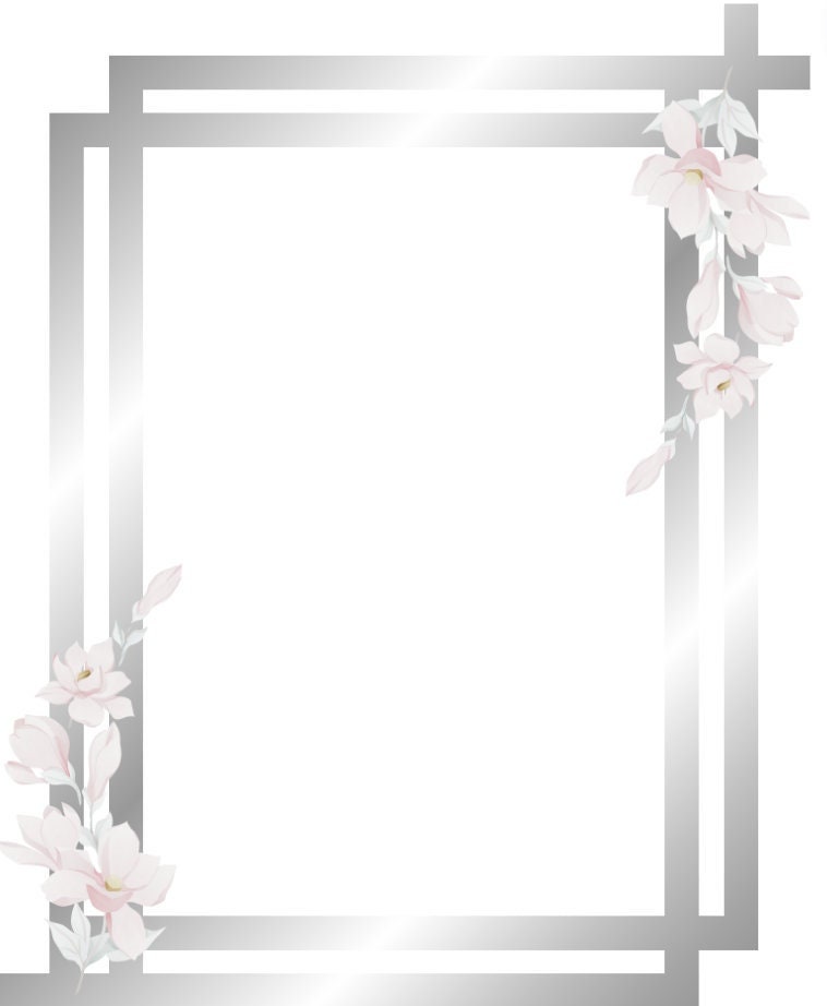 Silver and Flower Wedding Border PNG | Pdf Printable Instant Download ...