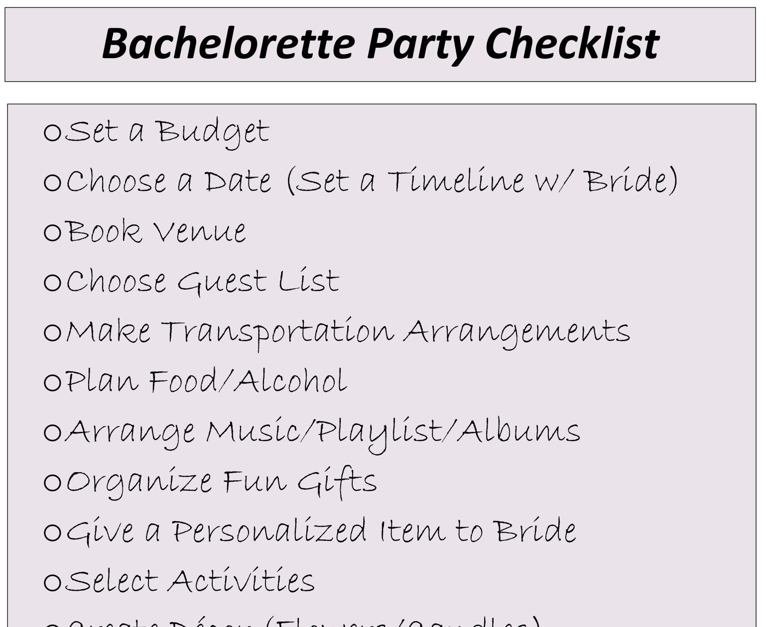 Bachelorette Party Checklist Digital Download Printable Wedding - Etsy