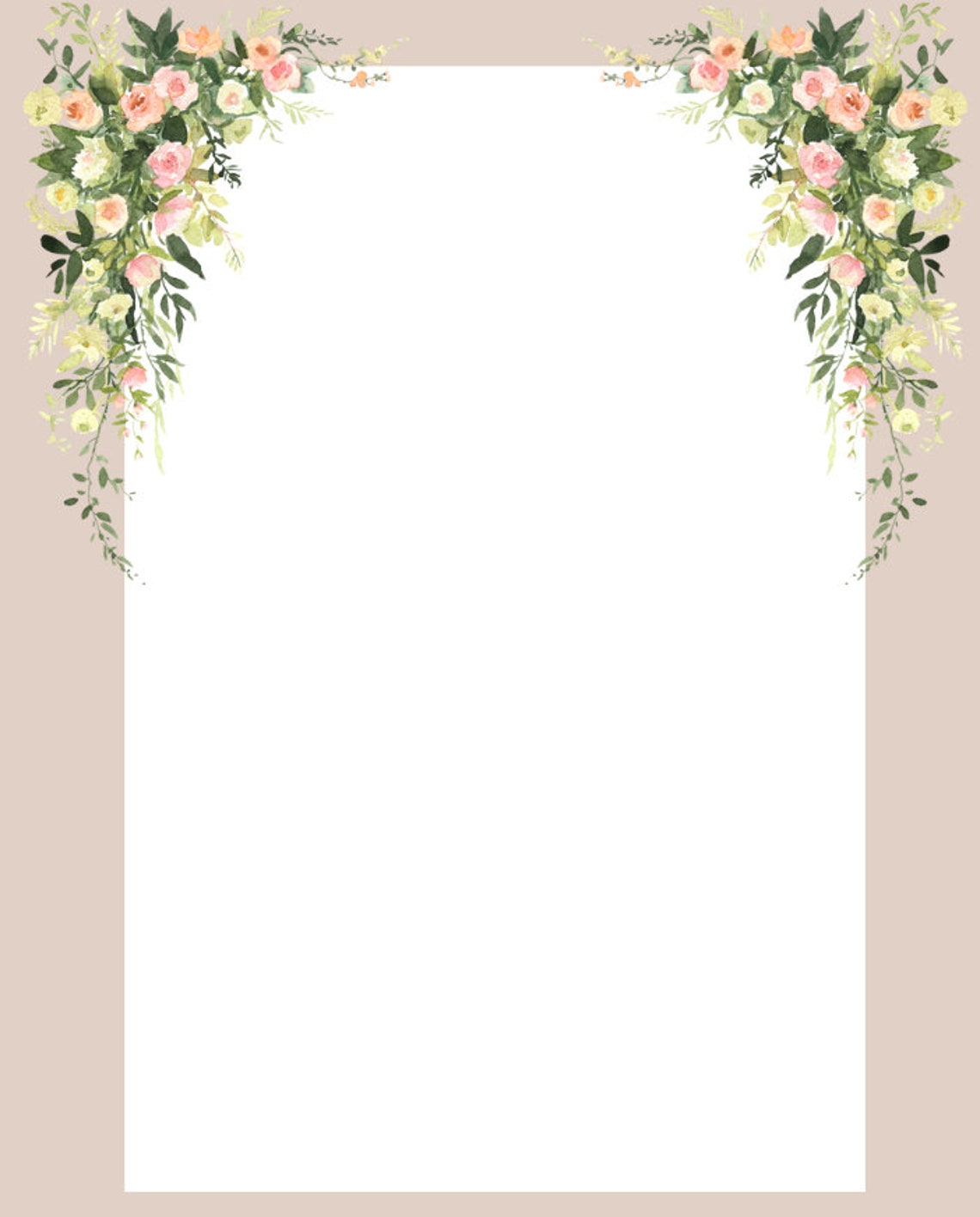 Bridal Borders, Printable Template, Blank Flower Wedding Border, PNG ...