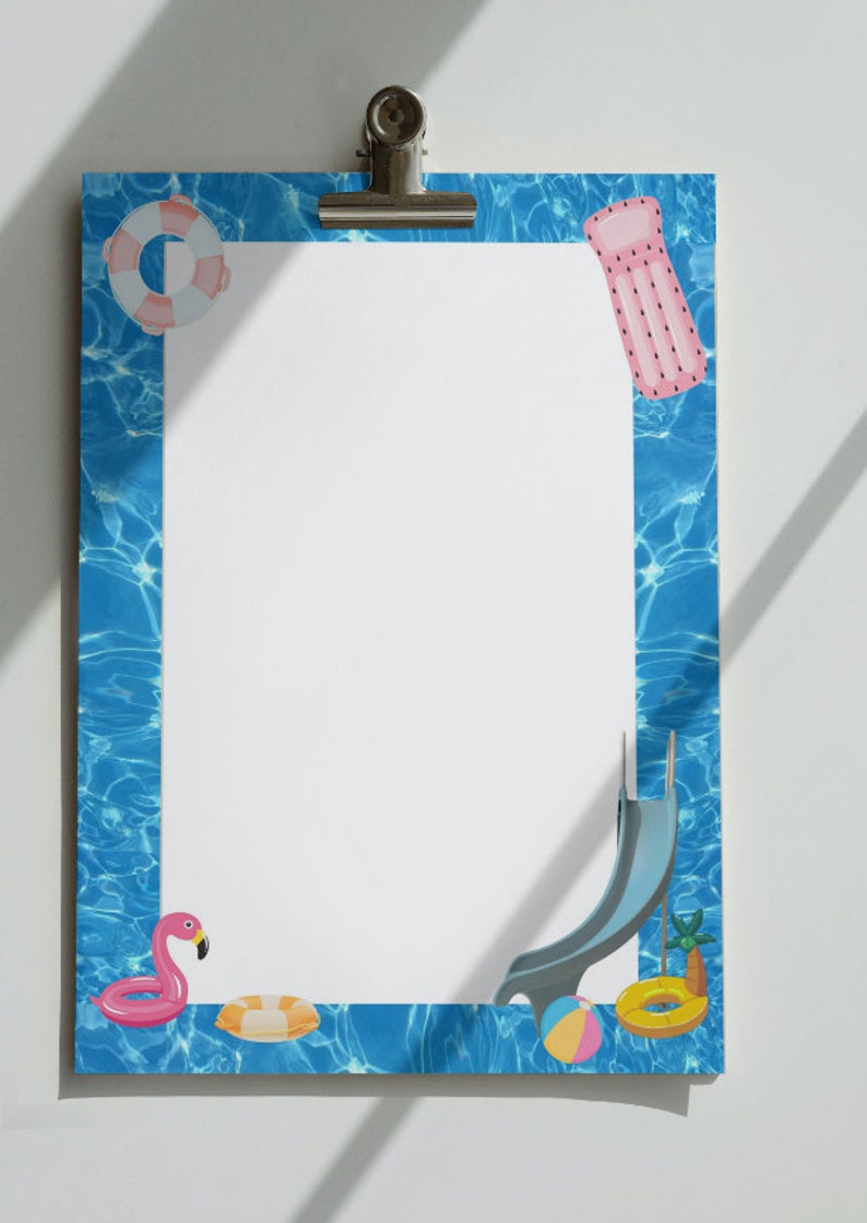 Pool Party Printable Border PNG and Pdf. Summer Paper, Invite ...