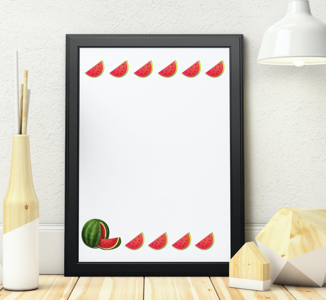 Watermelon Border Printable PNG Pdf Instant Download, Summer Bbq Photo ...