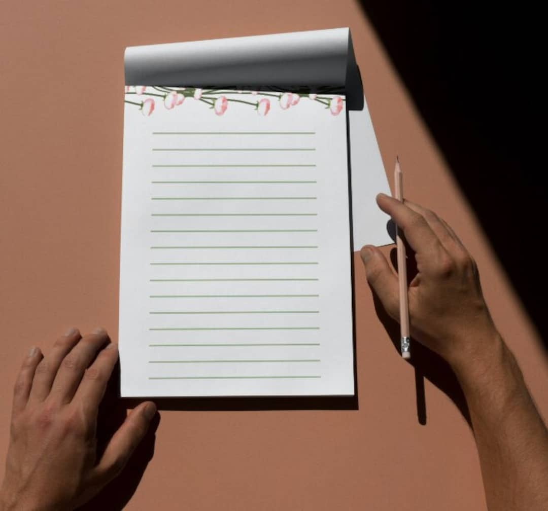 Large Spacing Floral Notes Printable, Journal Paper Pdf Letter Writing ...