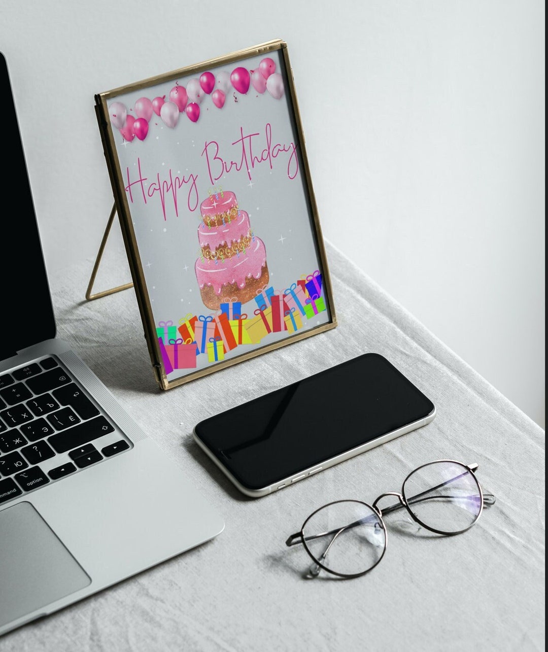 Birthday Image Printable, Happy Birthday Letter Size Decor. Office Bday ...