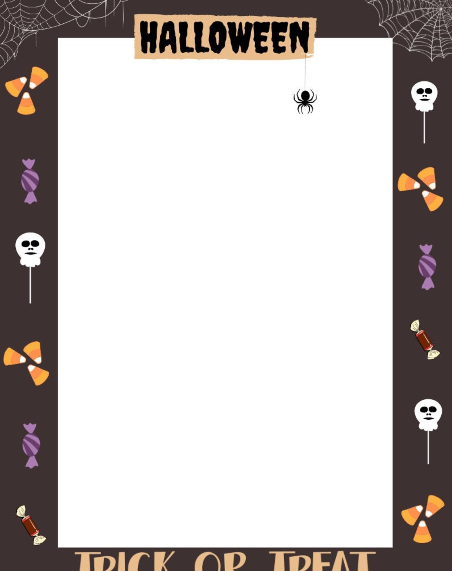 Halloween Candy Border: Printable Stationery Frame (PDF, PNG) - Etsy
