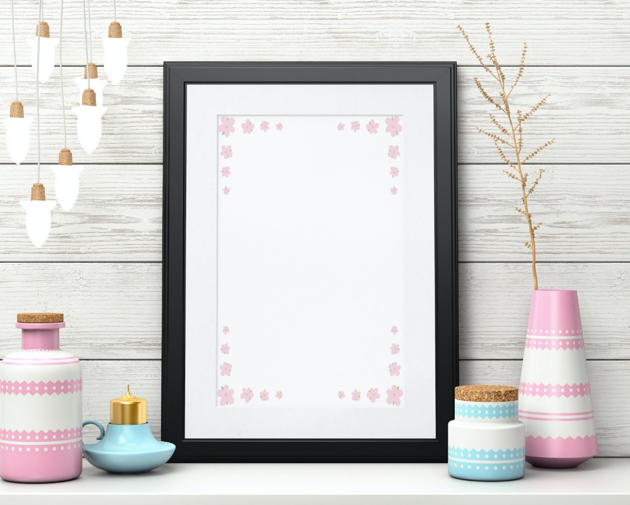 Minimal Pink Flower Border Printable Pdf | PNG Instant Download for ...