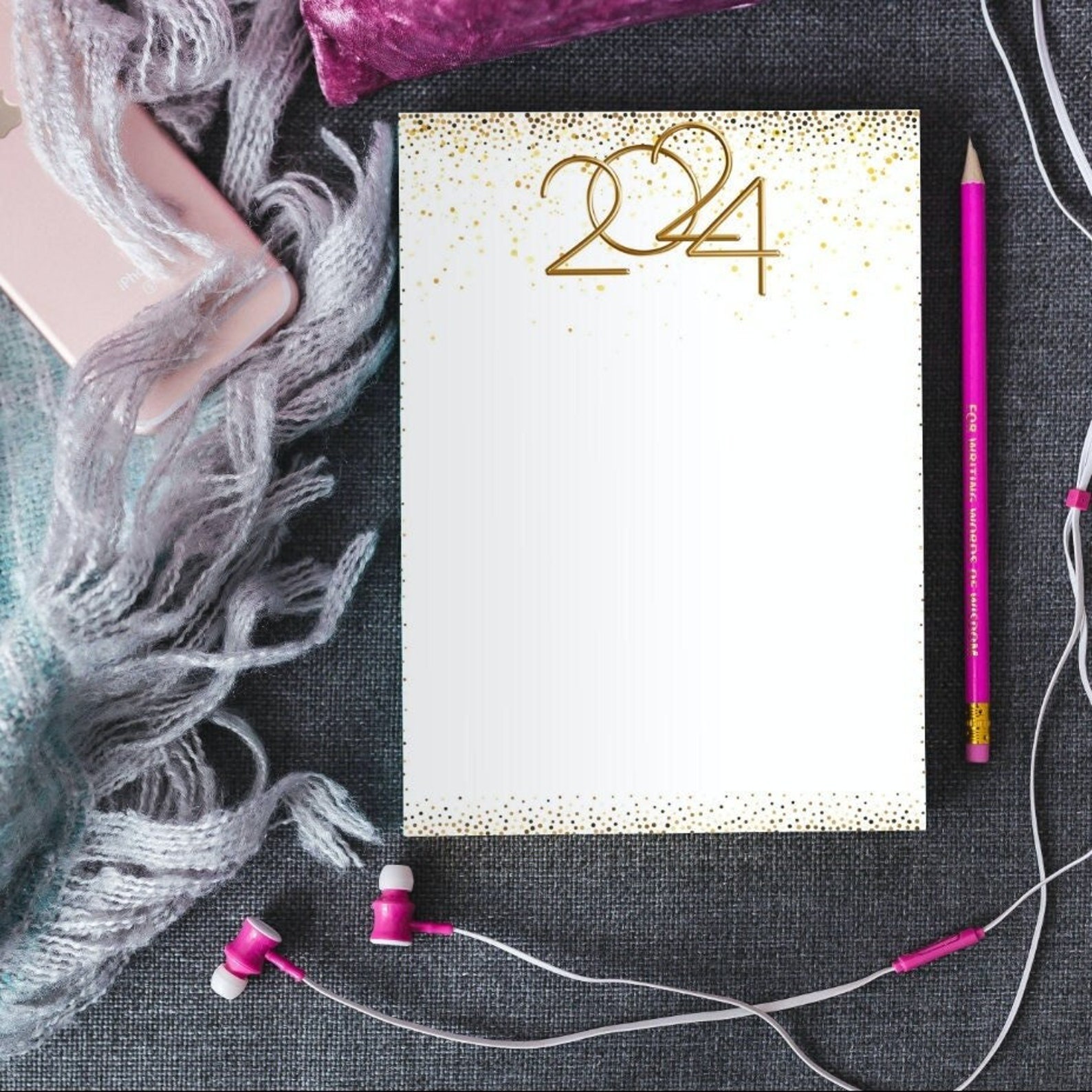 Metallic 2024 Border Pdf PNG, Printable, US Letter & A4 Sizes ...