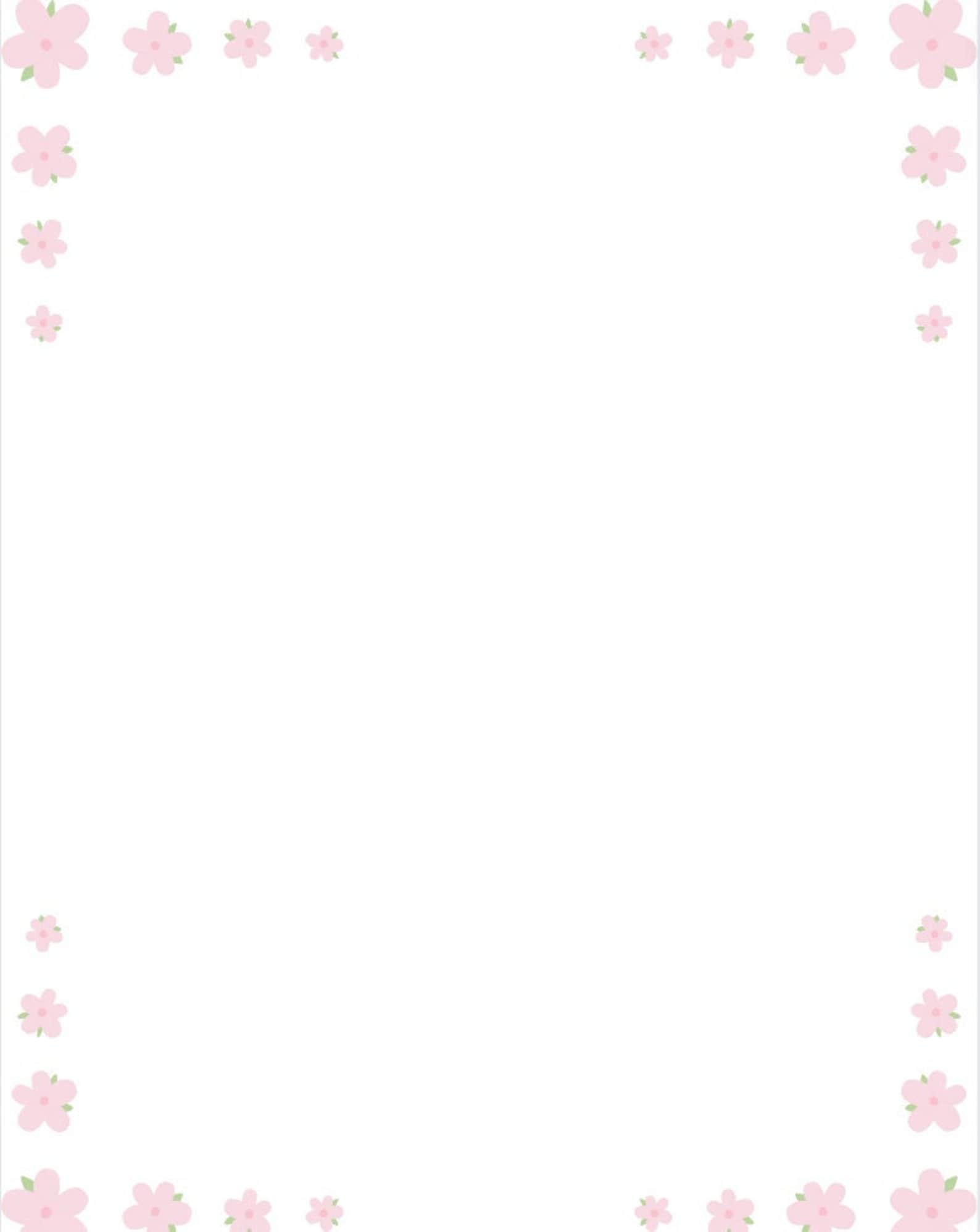 Minimal Pink Flower Border Printable Pdf | PNG Instant Download for ...